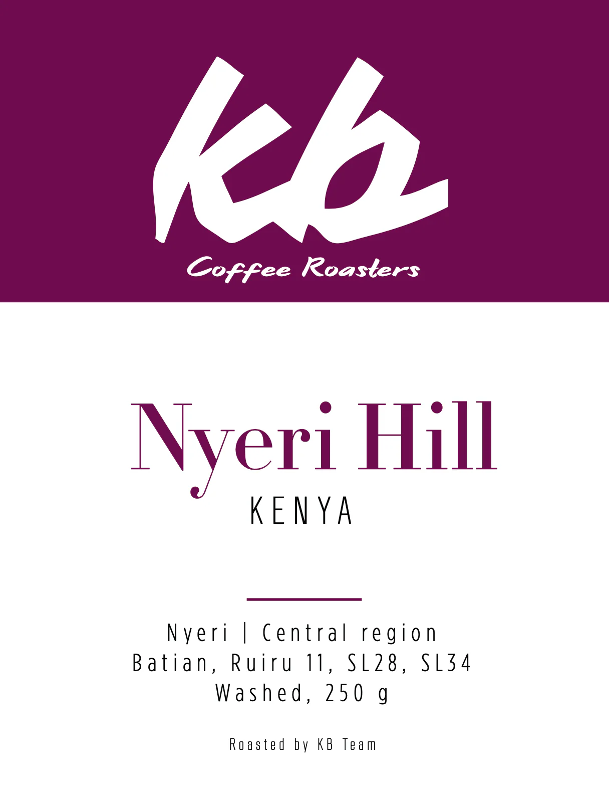 Kenya - Nyeri Hill - Coffee from KB Coffee... | Every Coffee